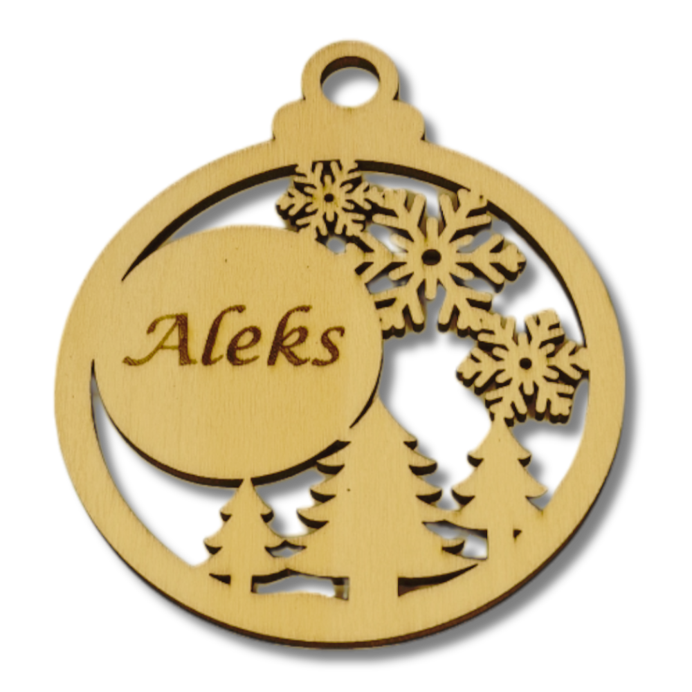 Personalizowana bombka drewniana - śnieżynki B017 - Drewniana Magia
