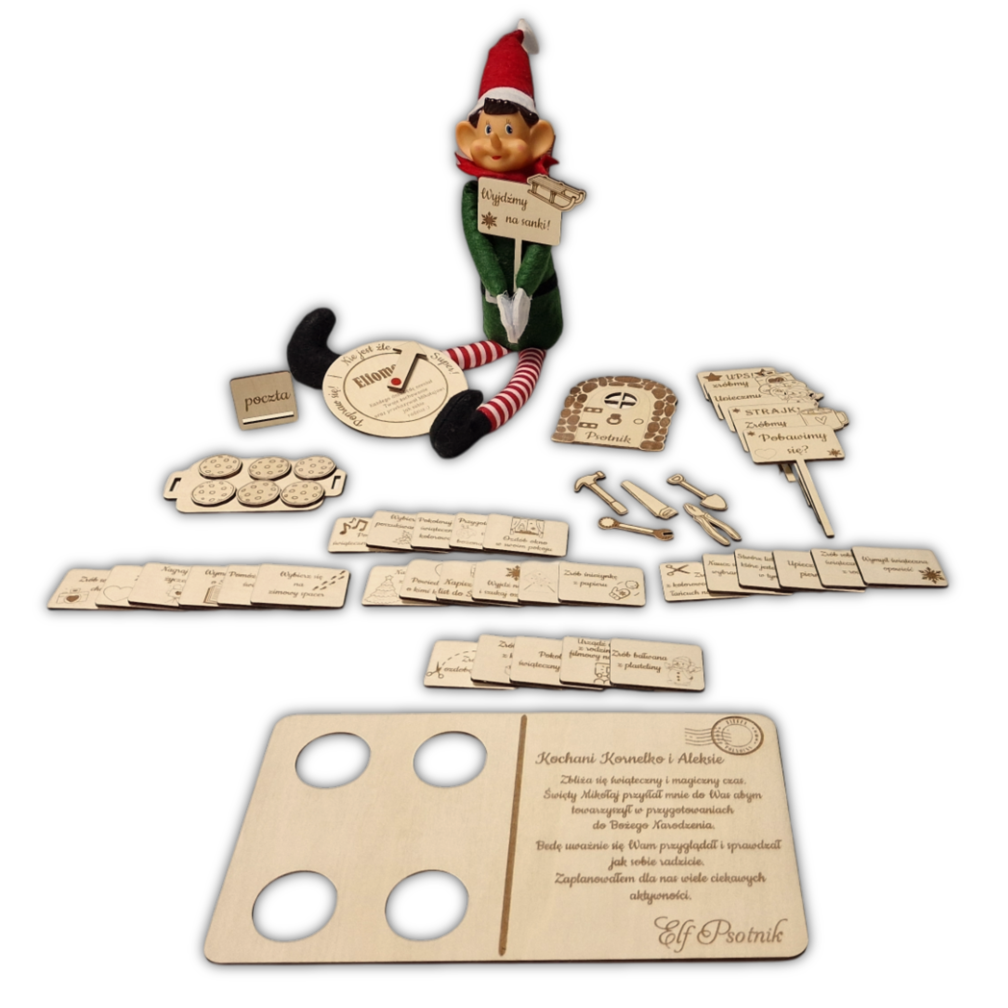 ELF Psotnik zestaw z akcesoriami i personalizowanym listem - Drewniana Magia