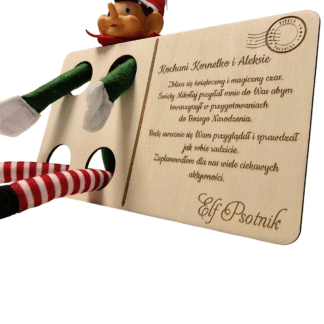 List powitalny personalizowany - akcesoria Elf Psotnik - Drewniana Magia